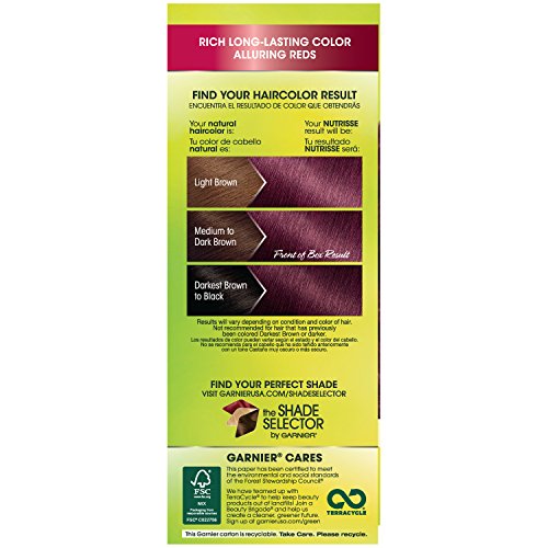 Garnier Hair Color Nutrisse Nourishing Creme, 462 Dark Berry Burgundy (Sugar Beet) Red Permanent Hair Dye, 1 Count (Packaging May Vary)