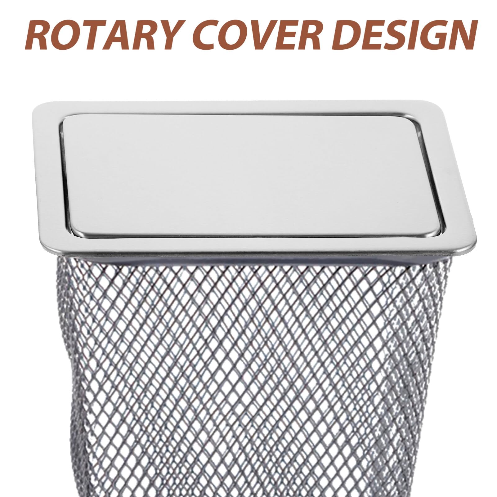 BESTOYARD Trash Bin Lid Only Swing Top Trash Can Lid Replacement Recessed Counter Top Cover Stainless Steel Waste Bin Lid Swing Flap Lid Cover