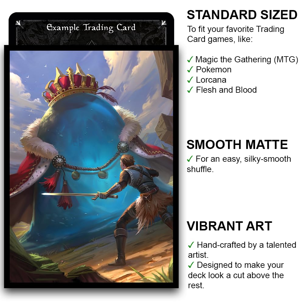 Fantasy North - Grobulus - The Slime King - 100 Smooth Matte TCG Trading Card Sleeves - Fits Magic MTG Commander Pokemon and Other Card Games - Playing Card Sleeves