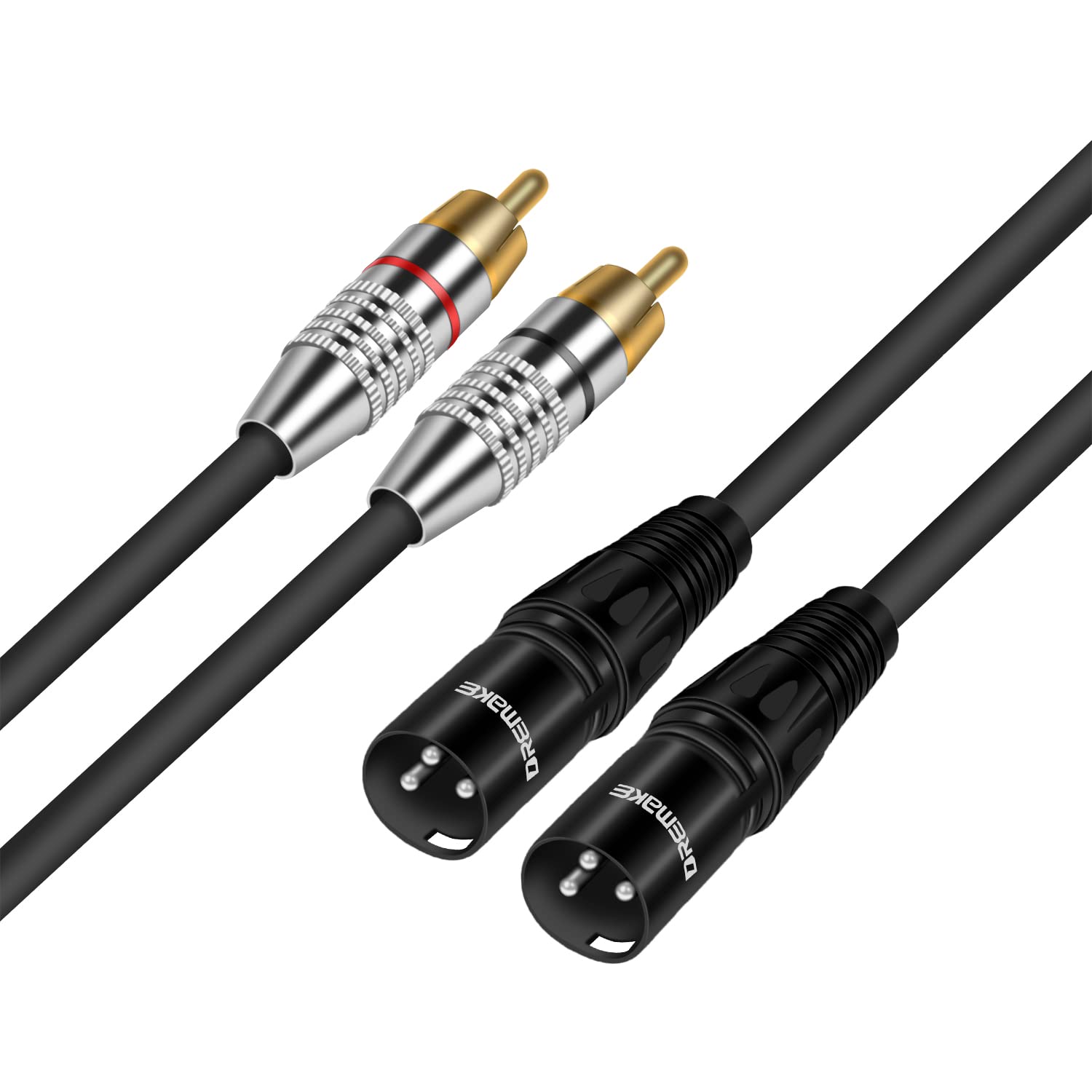 DREMAKE 4N OFC RCA to XLR Cable Wire, 3 Foot Dual XLR Male to Dual RCA Male Cable, 2 XLR Male to 2 RCA Male HiFi Audio Connection Cable for Amplifier Mixer Microphone Patch Cord - 2 Pack