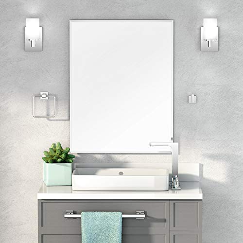 Gatco 1802 Bathroom Wall Mirror, 32"H x 24"W Modern mirror for Living Room, Vanity, Slim Design Beveled Frameless Large Rectangle mirror - Hangs Horizontal or Vertical with Easy Mount Safety Bracket