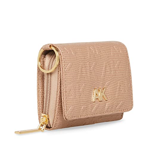 Anne Klein AK Small Embossed Flap Wallet w/Key Ring, Truffle