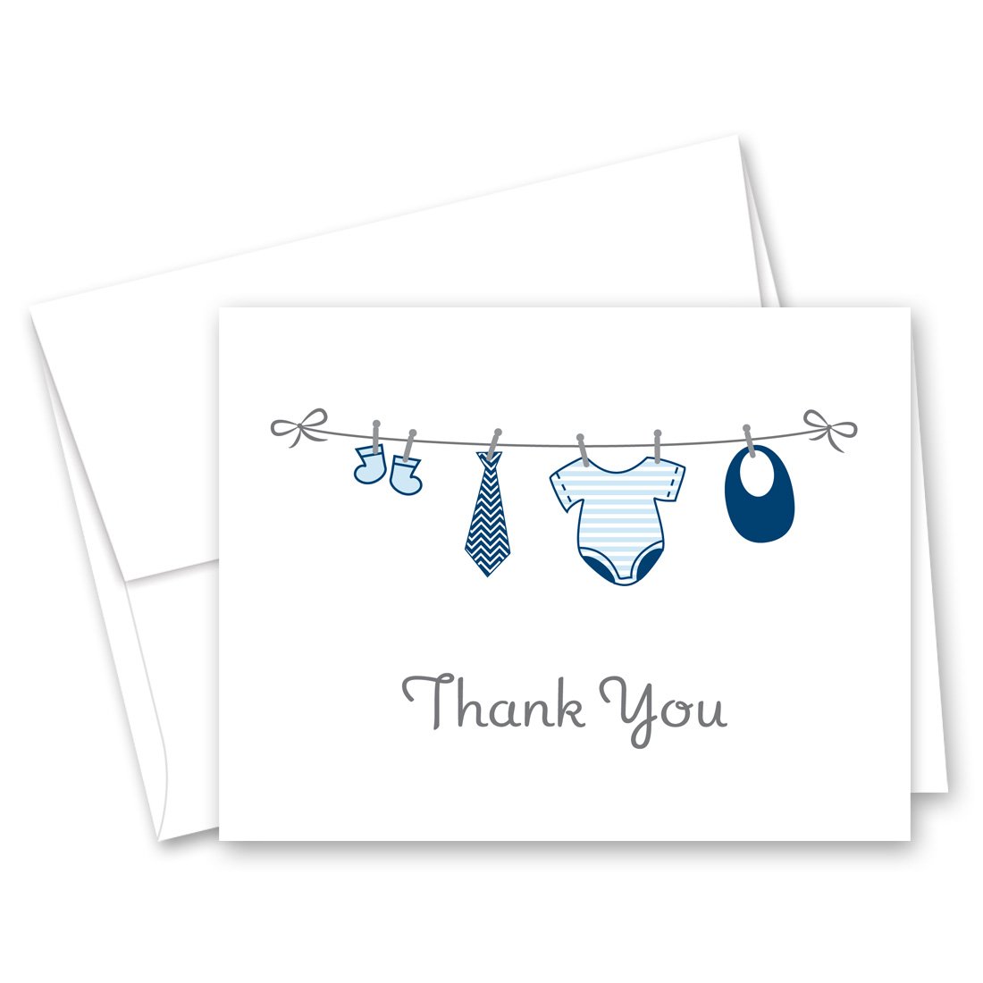 MyExpression 50 Cnt Hanging Baby Boy Cloth Baby Thank You Cards
