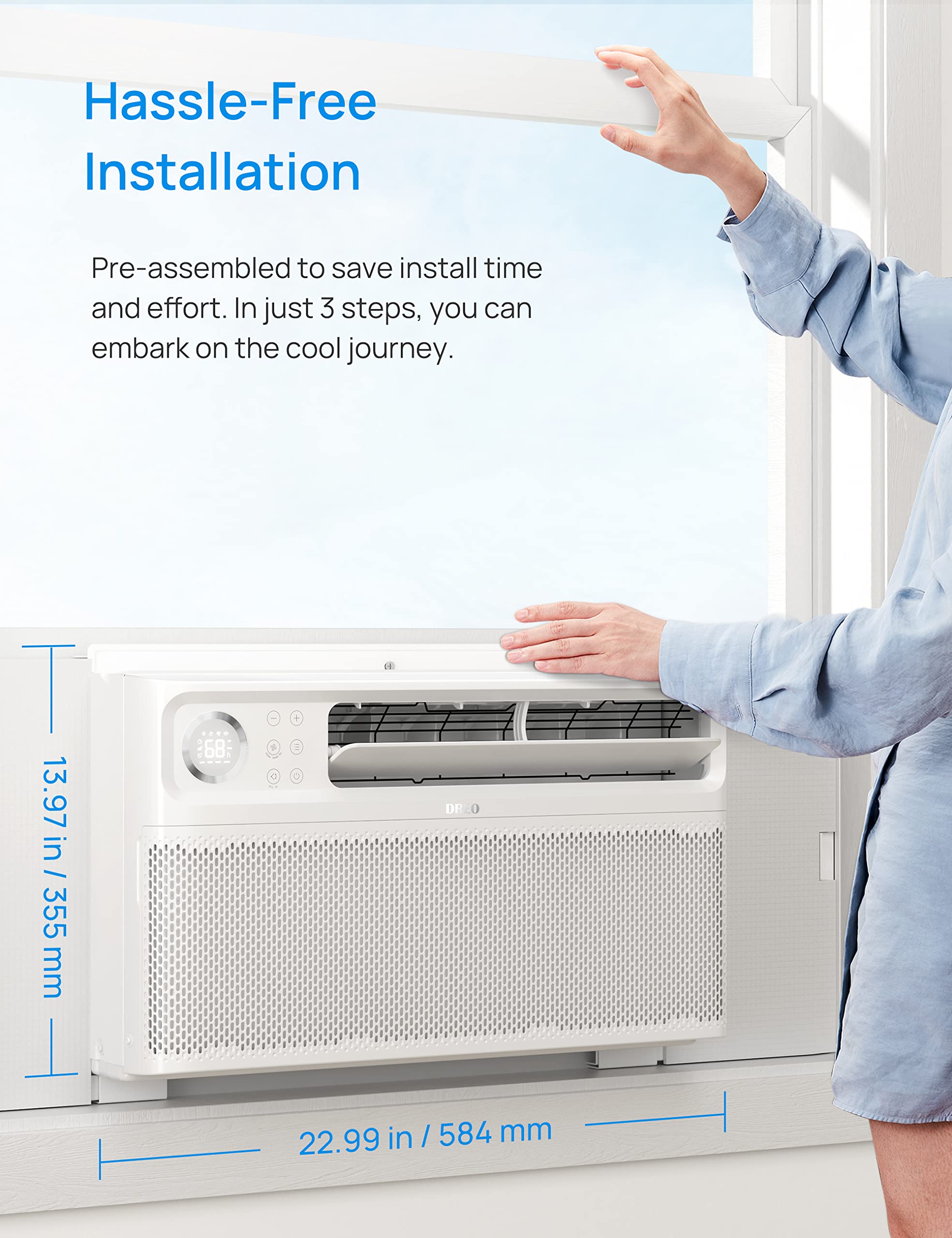 Dreo Inverter Window Air Conditioner, 7500 BTU AC Unit for Room Bedroom, Easy Installation, 42 db Ultra Quiet, ENERGY STAR Certified, 35% Energy Savings, Cools 200-350 sq ft