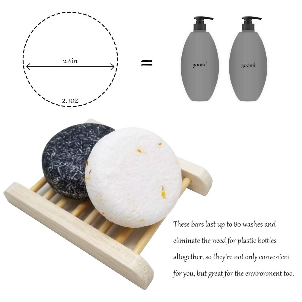 VERT Natural Shampoo Bar for Treated Dry Damaged Hair, 2 Pieces Solid Shampoo Soap with Vegetarian Plant Essence, Helps Stop Hair Loss and Promotes Healthy Growth, 4.2oz