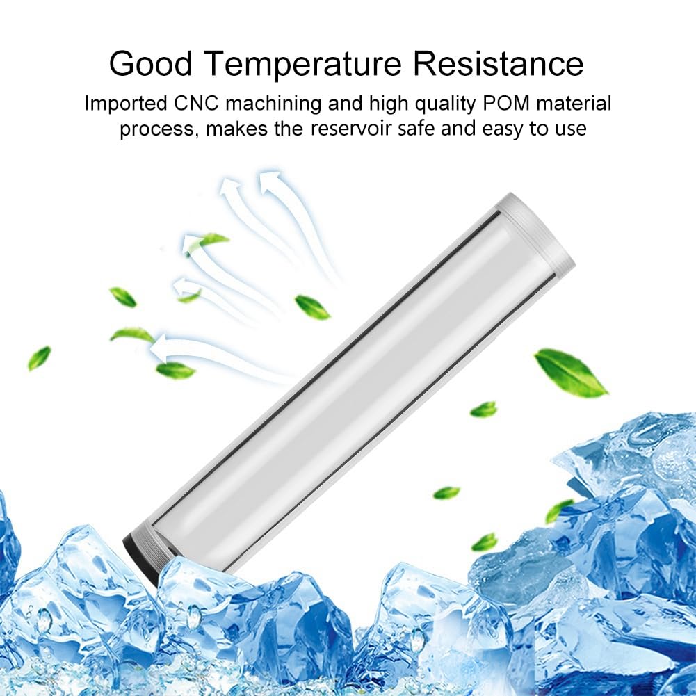 Water Cooling Reservoir, PC Water Reservoir 190mm*50mm Diameter G1/4'' POM Cylindrical CPU Water Cooler Reservoir System Heat Sink Kit Cooling Acrylic Water Reservoir for PC