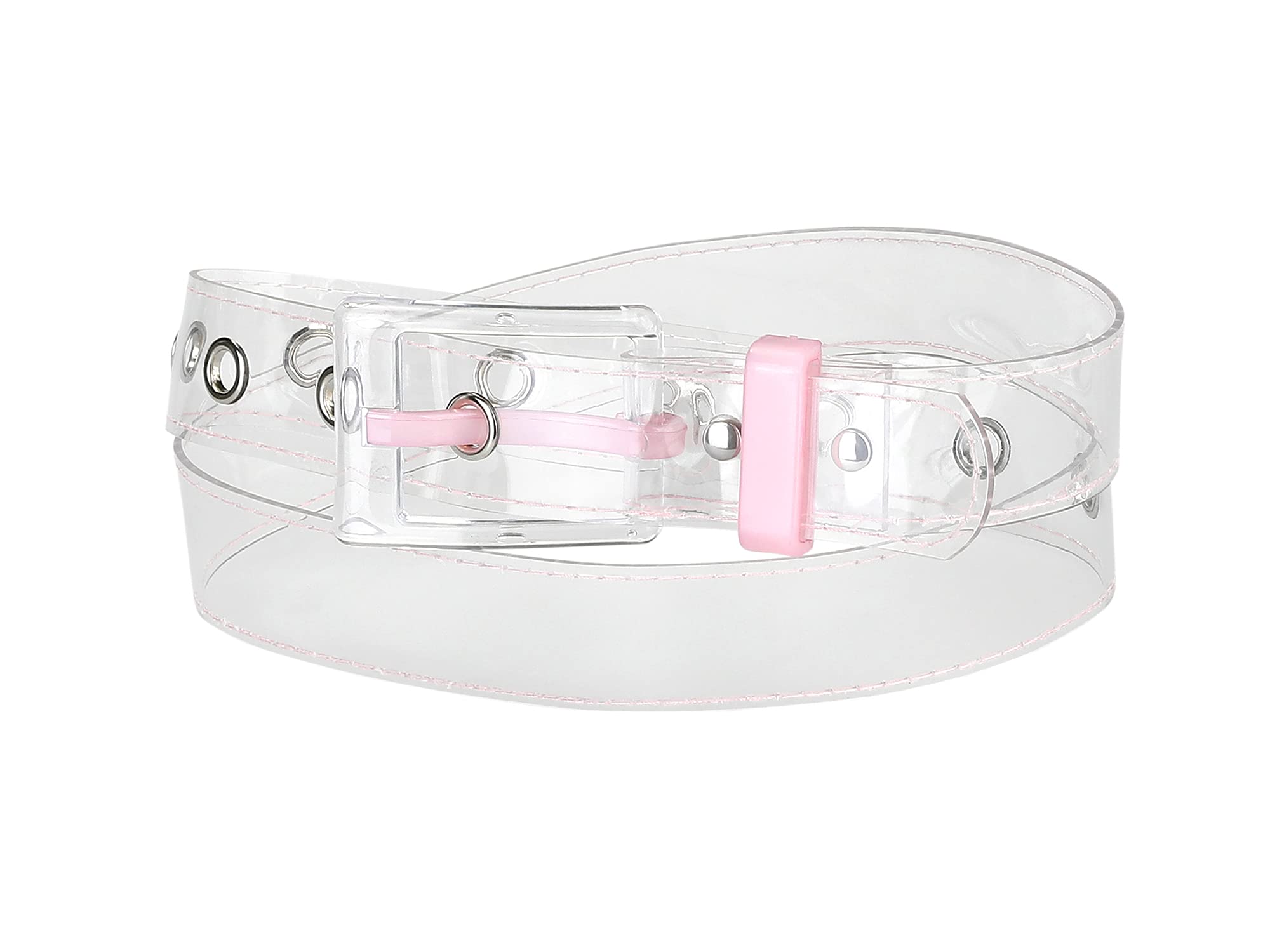 Allegra K Womens Grommet Clear Waist Belt Plus Size Plastic Waist Belts for Jeans Dresses 66-96cm/25.98-37.80" Pink