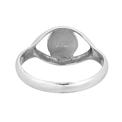 AeraVida Mystical Evil Eye with Simulated Green Turquoise Inlay .925 Sterling Silver Ring