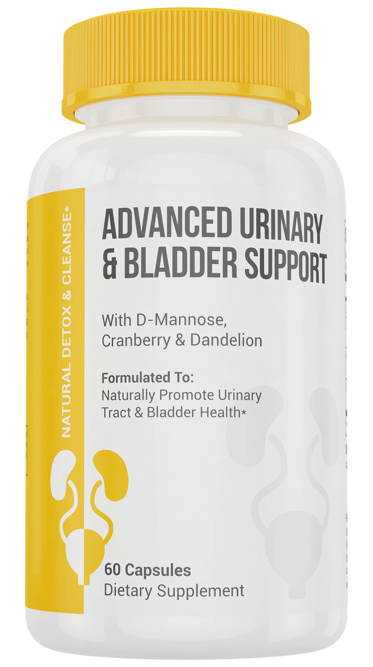 Advanced Urinary Tract Health & Bladder Support Supplement - Detoxifying Strength D-Mannose & Cranberry Natural Fast Acting UT Cleanse- Restore Control & Balance - 60 Capsules