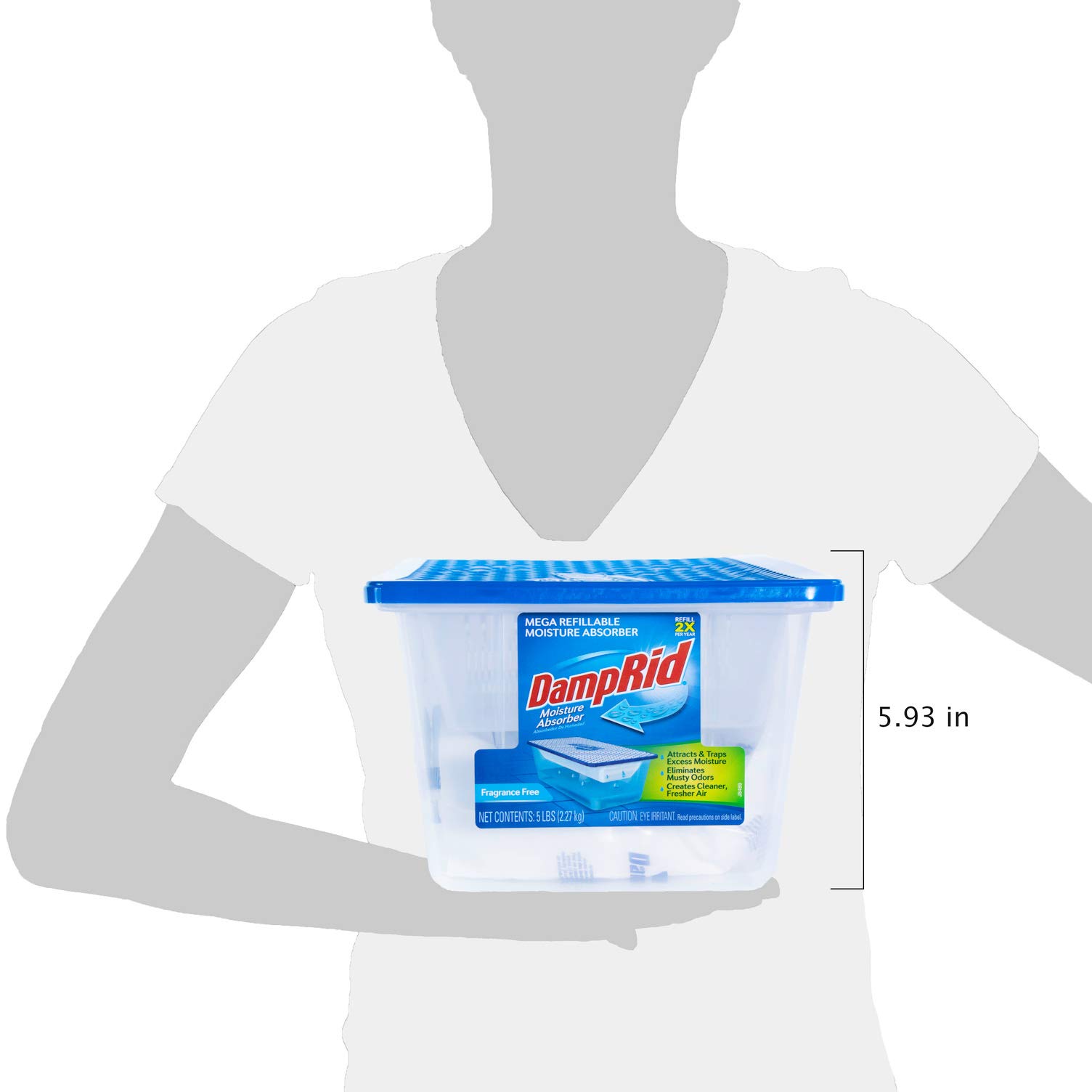 DampRid - Fragrance Free Mega Refillable Moisture Absorber - (5 lb.) - Traps Moisture in Basements & Large Areas for Fresher, Cleaner Air