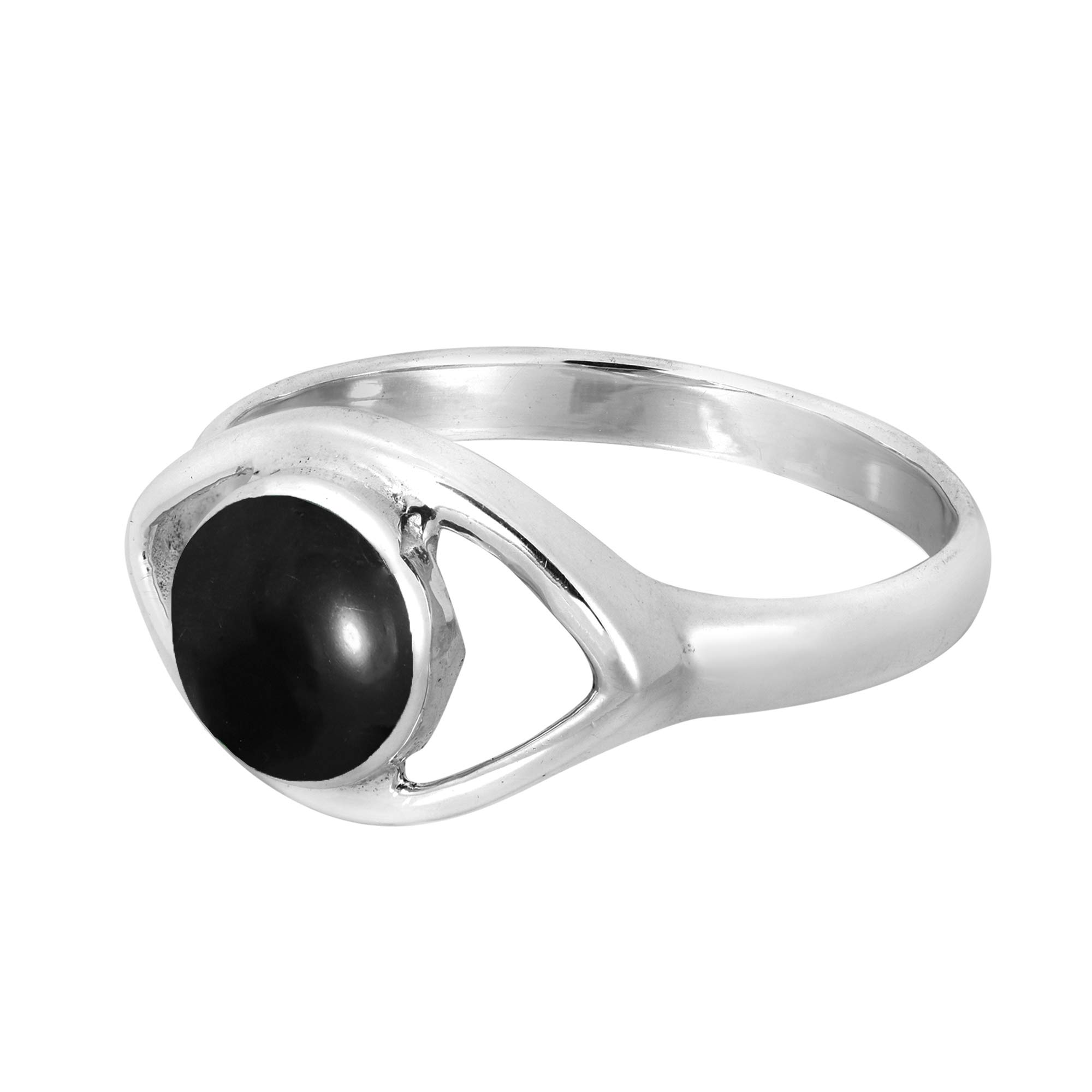 AeraVida Mystical Evil Eye with Simulated Black Onyx Inlay .925 Sterling Silver Ring, resin, not known