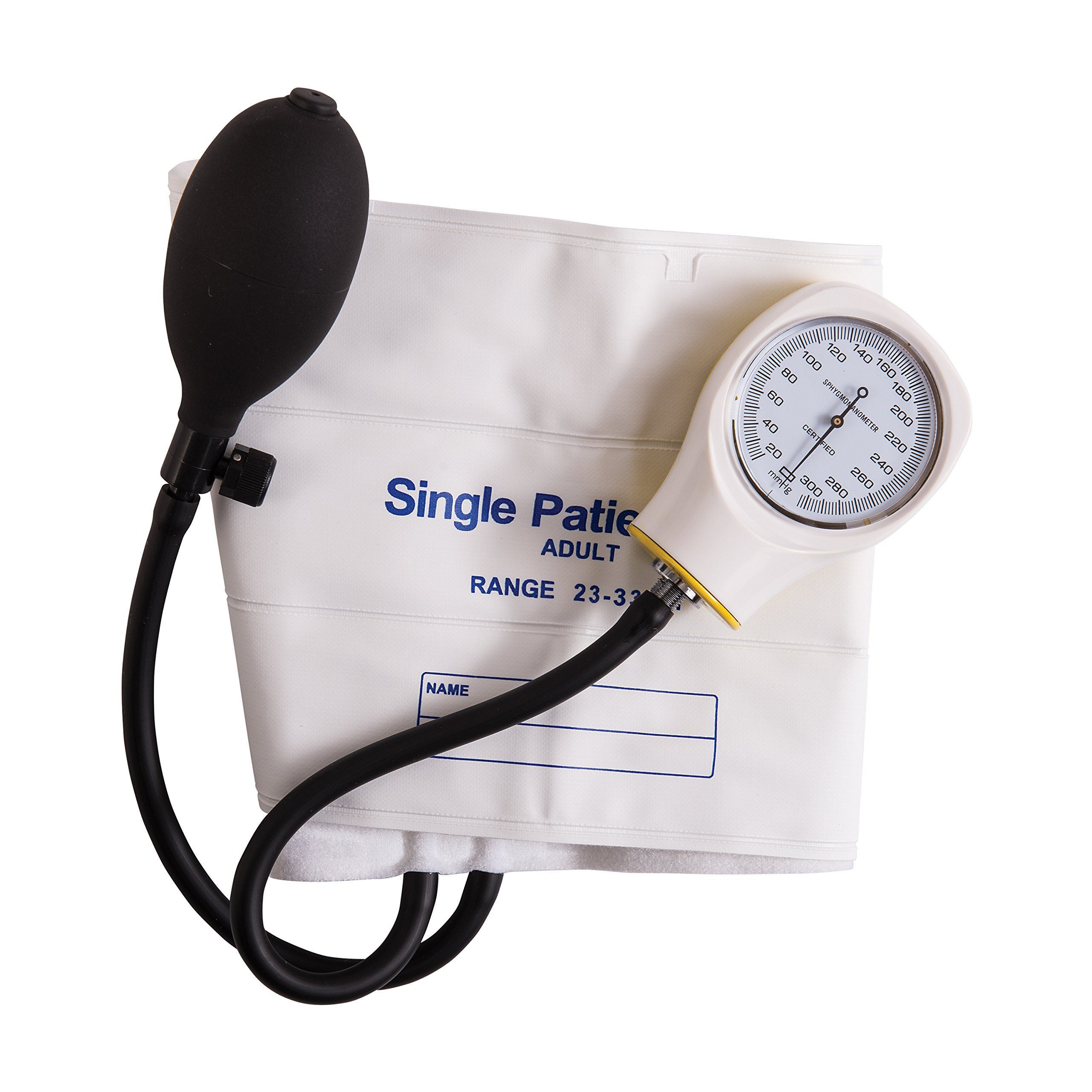 MABIS Disposable Sphygmomanometer Manual Arm Blood Pressure Cuffs, Single Use, Adult, White (Pack of 40, 200 Count Total)