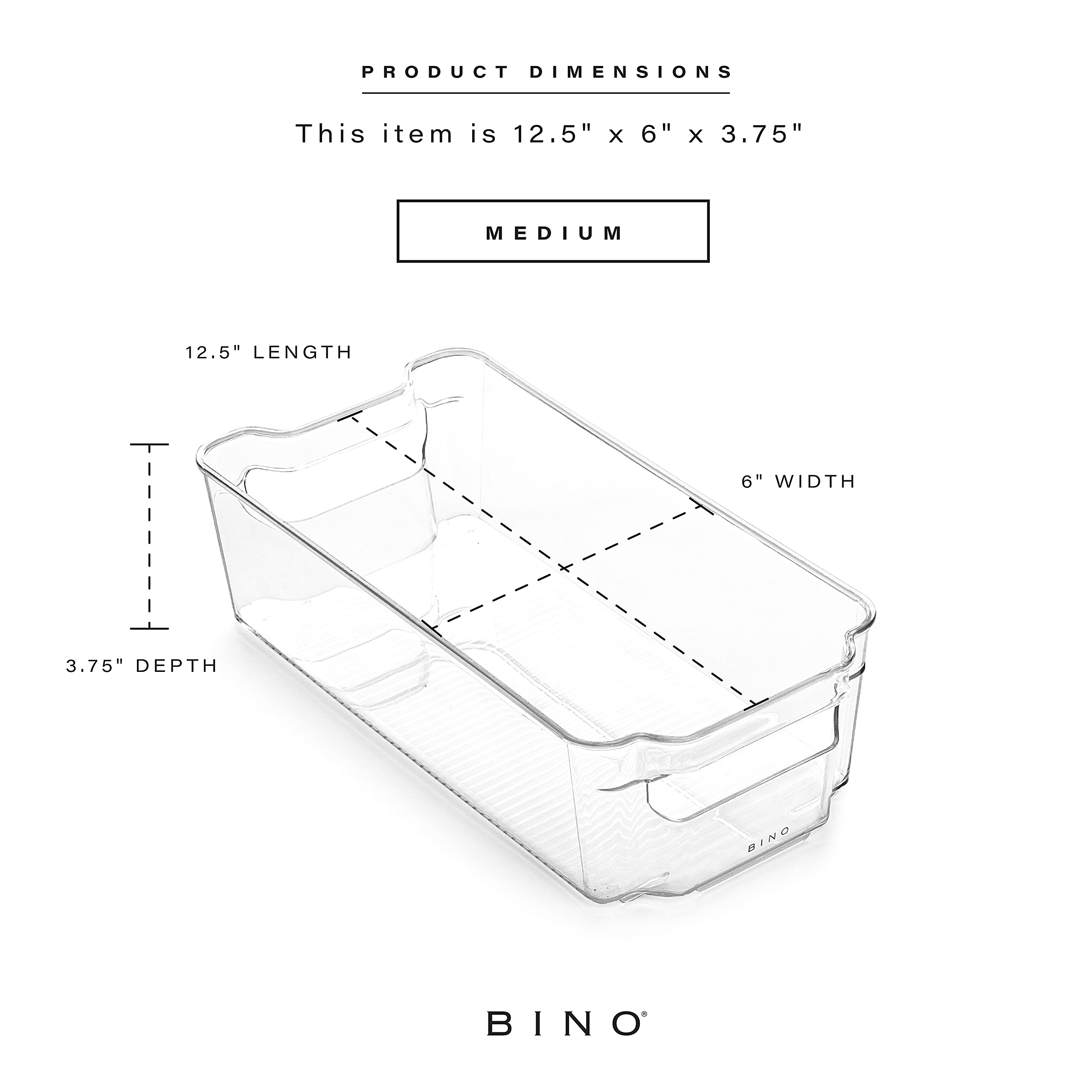 BINO | Stackable Storage Bins, Medium - 2 Pack THE STACKER COLLECTION Clear Plastic Built-In Handles BPA-Free Containers for Organizing Kitchen Pantry Multi-Use Organizer Bins
