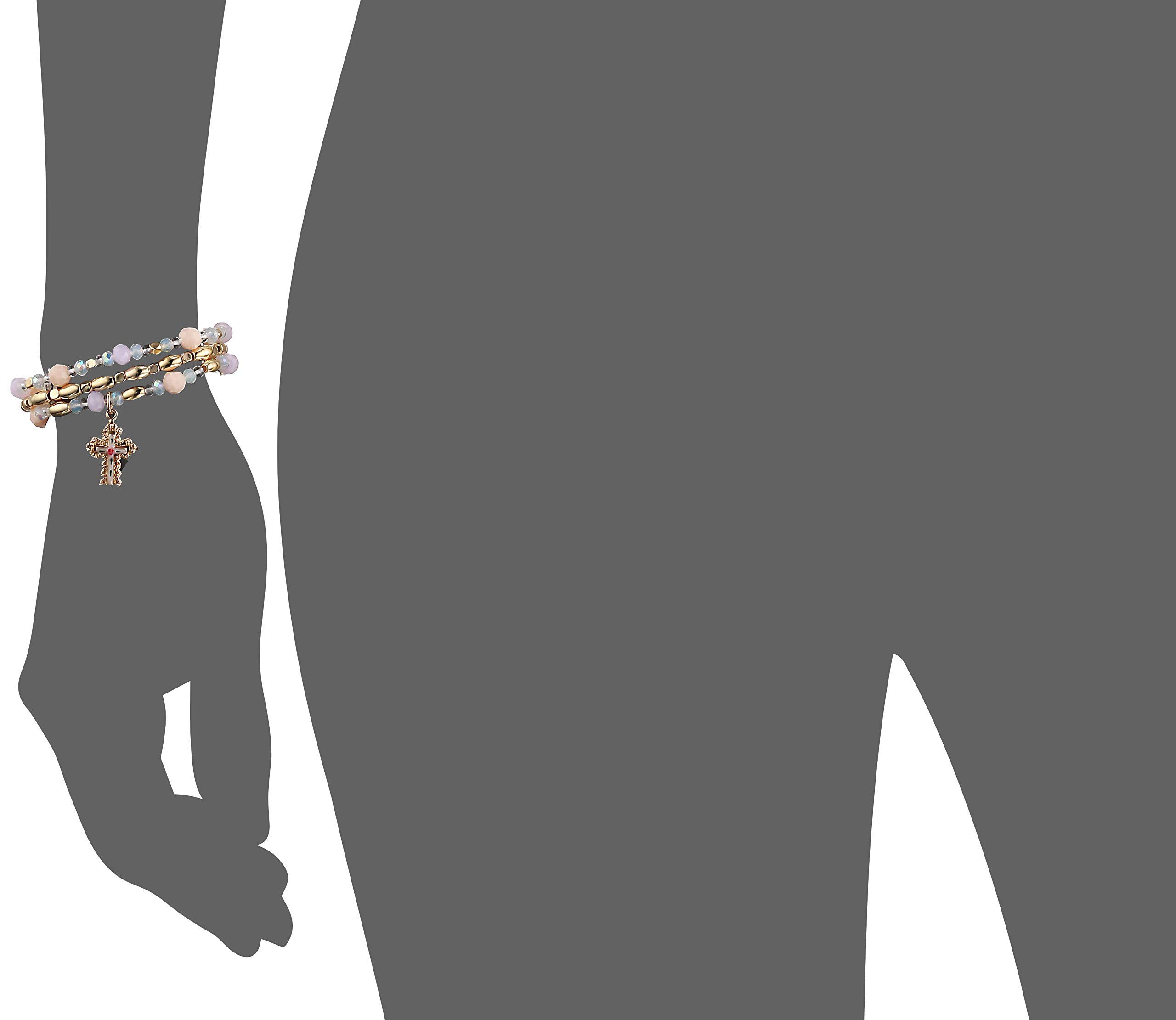 Alex and Ani Floral Cross Stretch Set of 3, Rafaelian Gold