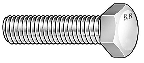 M10-1.25 x 20 mm. Class 8.8 Zinc Plated Hex Head Cap Screw, 25 pk.