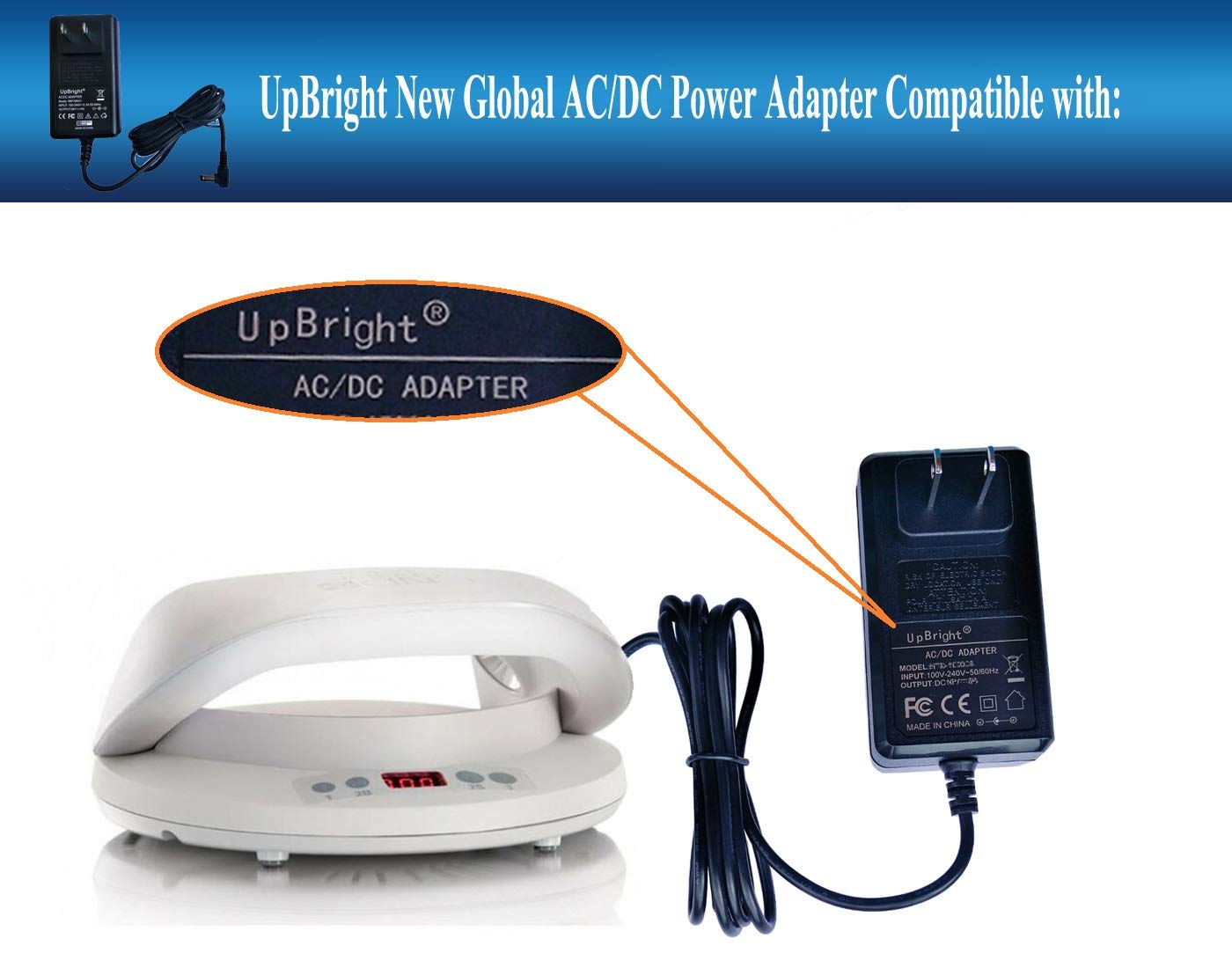 UpBright 36V AC/DC Adapter Compatible with Model YS35-3601000U CND LED Light Lamp Dryer 9200 09200 90200 C09200 JP3600 GM-769323 36V1A CND C LED 3C Technology 769323 UV KLC-3600100 Lamp Dryer 100-240V