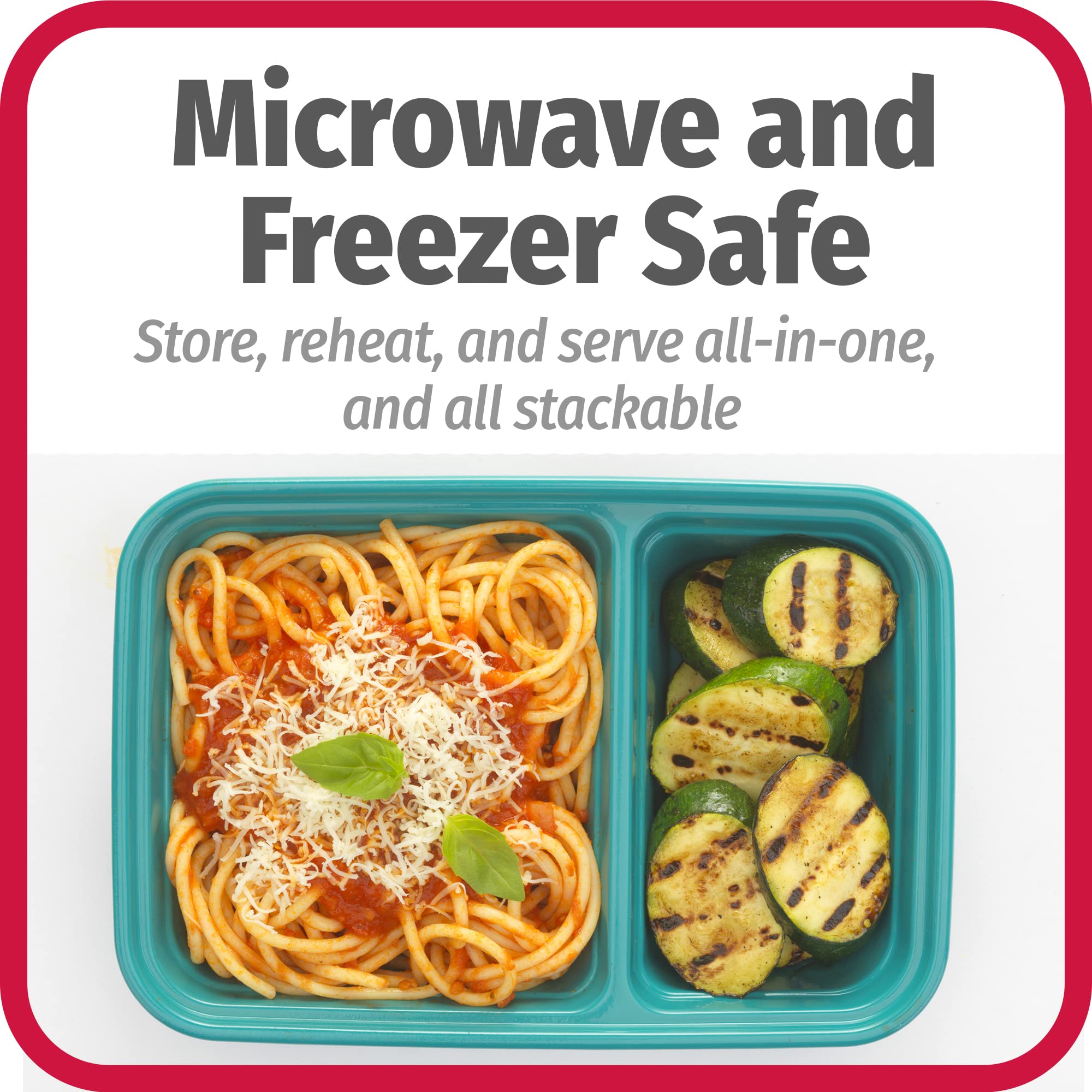 Good Cook Meal Prep, 2 Compartment BPA Free, Microwavable/Dishwasher/Freezer Safe, Teal