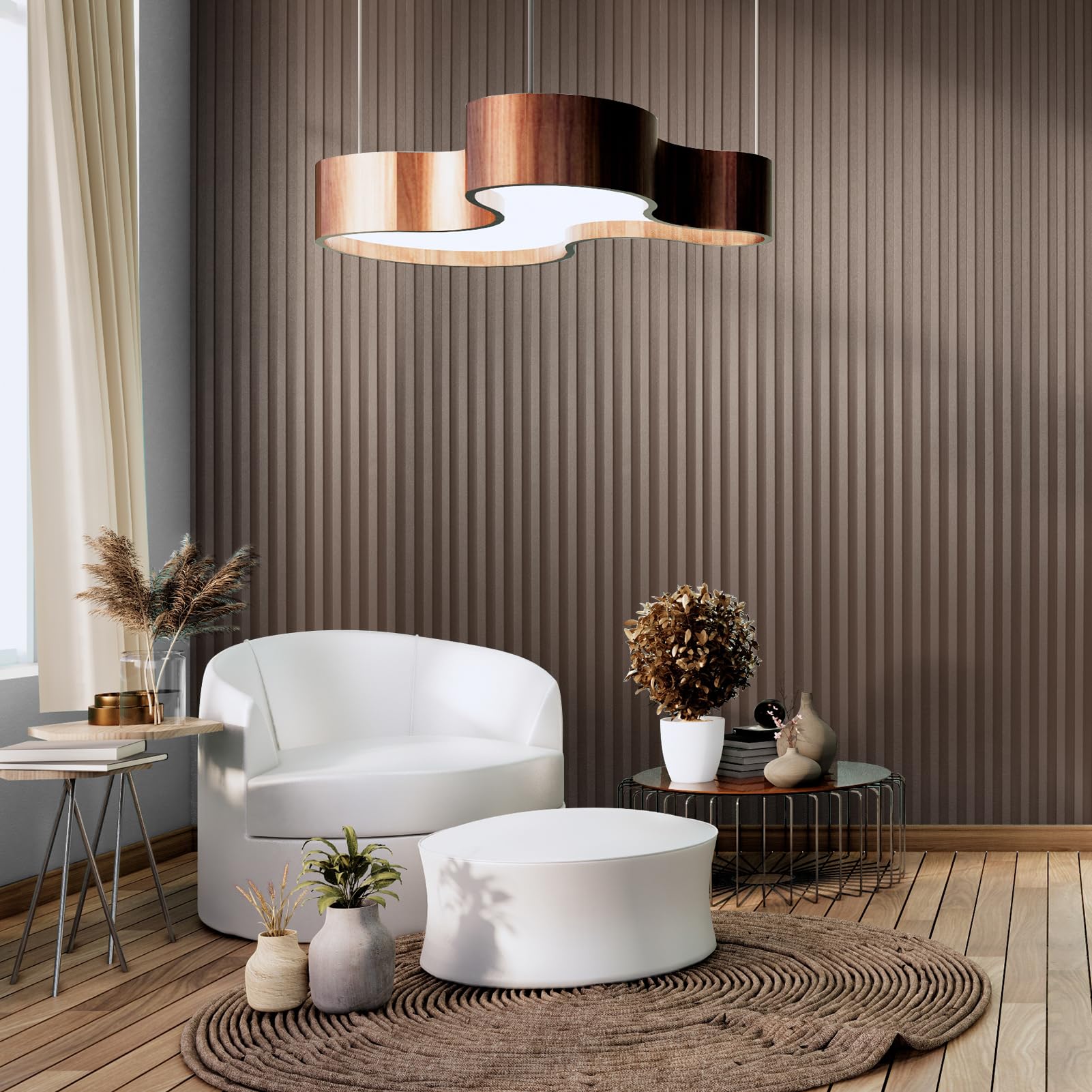 Art3dwallpanels Slat Wall Paneling, 104'' x 6.7'' Glossy Metal Finish WPC Soundproof 3D Wall Panels for Interior Wall Decor, 8 Pack Fluted Textured Panel Wall Slats, Metallic Silver Dark Gray