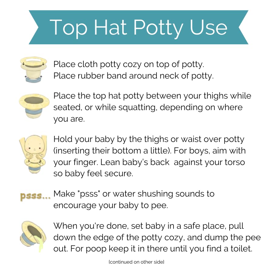 Top Hat Potty for Newborn Infant Potty Training | Elimination Communication | Includes 100% Cotton Undyed Fleece Cozy | Anti-Slip Rubber Band | for EC Baby Potty Training (Grey)