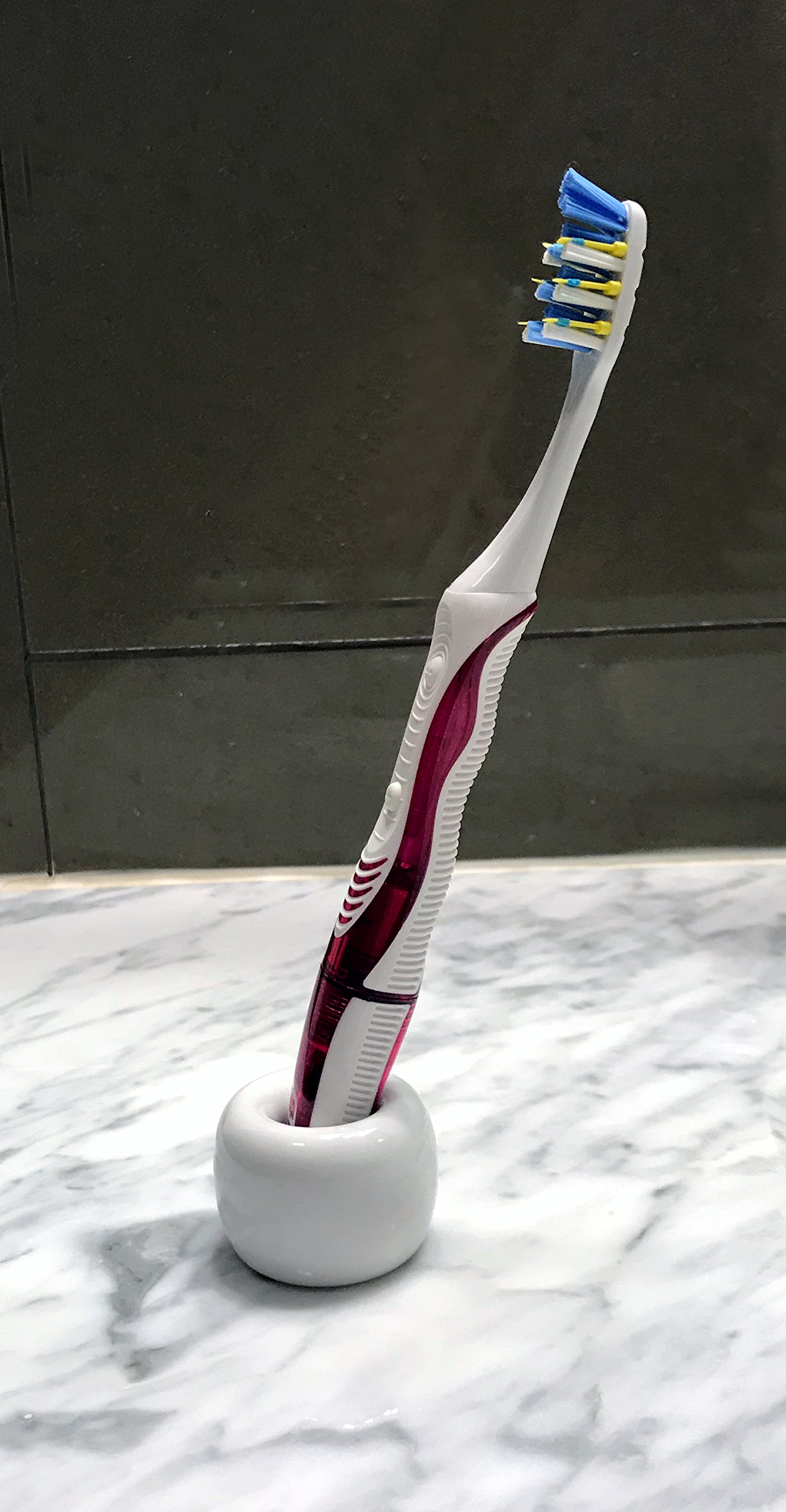 Tetra-Teknica Less is More Series TBS-01 Porcelain Toothbrush Stand, Color White, 2 per Pack