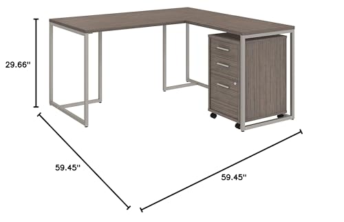Bush Business Furniture Method L Shaped Desk with 30W Return and Mobile File Cabinet, 60W, Cocoa