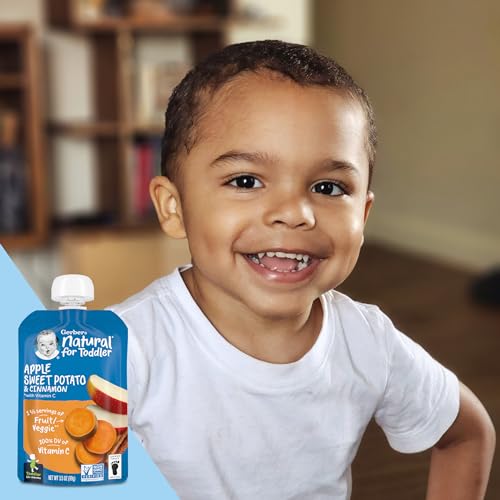 Gerber Baby Food Pouches, Toddler 12+ Months, Apple Sweet Potato, 3.5 Ounce (Pack of 12)