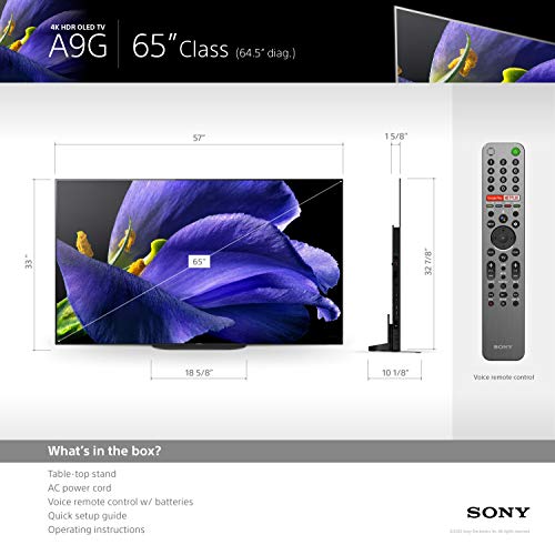 Sony XBR-65A9G 65-inch TV: MASTER Series BRAVIA OLED 4K Ultra HD Smart TV with HDR and Alexa Compatibility - 2019 Model