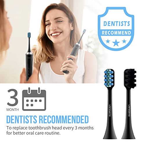LANDWIND replacement toothbrush heads, fit Sensitive Gums and Teeth, Dupont Nylon Harmless for LANDWIND Sonic Electric Toothbrush, 2 Pro+2 Comfy Electric Toothbrush Heads -4 Pack (Black)