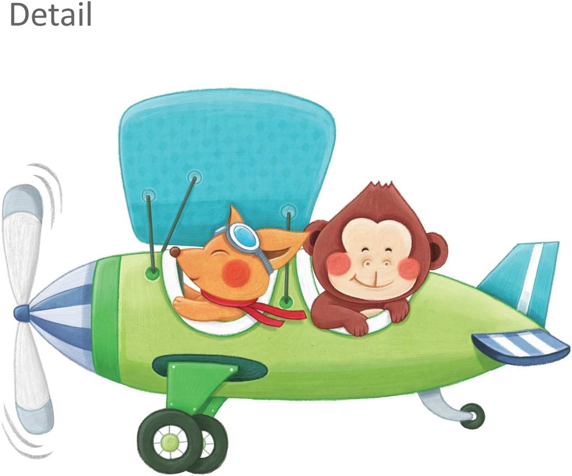 DECOWALL DS-8026 Animal Airplanes Kids Wall Stickers Wall Decals Peel and Stick Removable Wall Stickers for Kids Nursery Bedroom Living Room (Small) d?cor