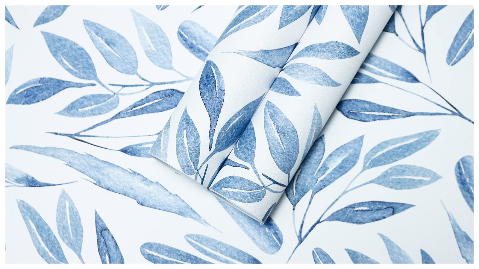 HAOKHOME Boho Peel and Stick Wallpaper Blue Branches Leaves Removable Vinyl Self Adhesive Contact Paper 17.7in x 9.8ft