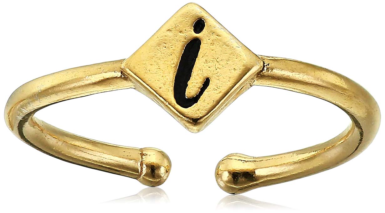Alex and Ani Women's Initial I Adjustable Ring, 14kt Gold Plated