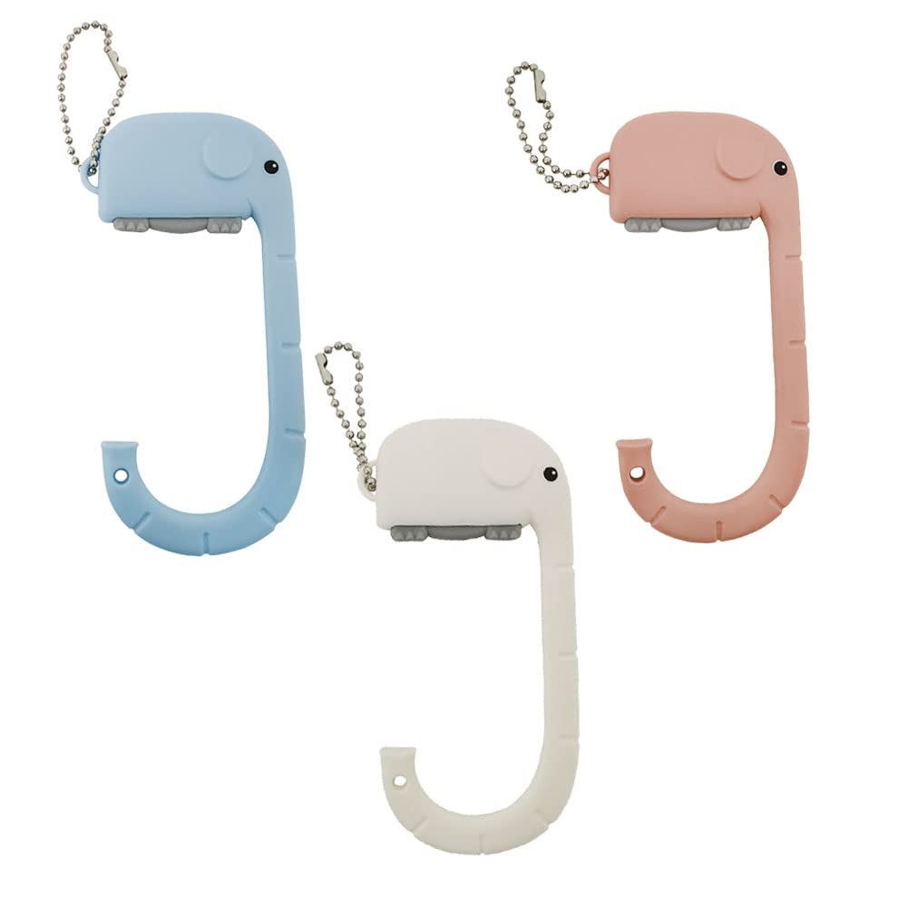 brandname Desk Hook Purse for Table, Portable Shopping Bag Holder Hooks 3 PCS Cute Creative Elephant Shaped Under Shelf Used to Hang Handbags School Bags Backpack Decorate, White,blue,pink
