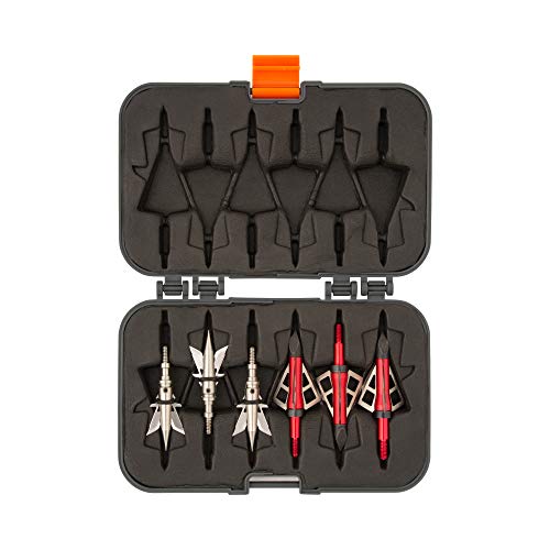 Allen Company Titan Broadhead Box & Caddy - Holds 6 Broadheads with Closed Width Up to 1-3/8" - Outdoor Storage for Bow, Compound Bow, Crossbow Accessories - Gray/Orange