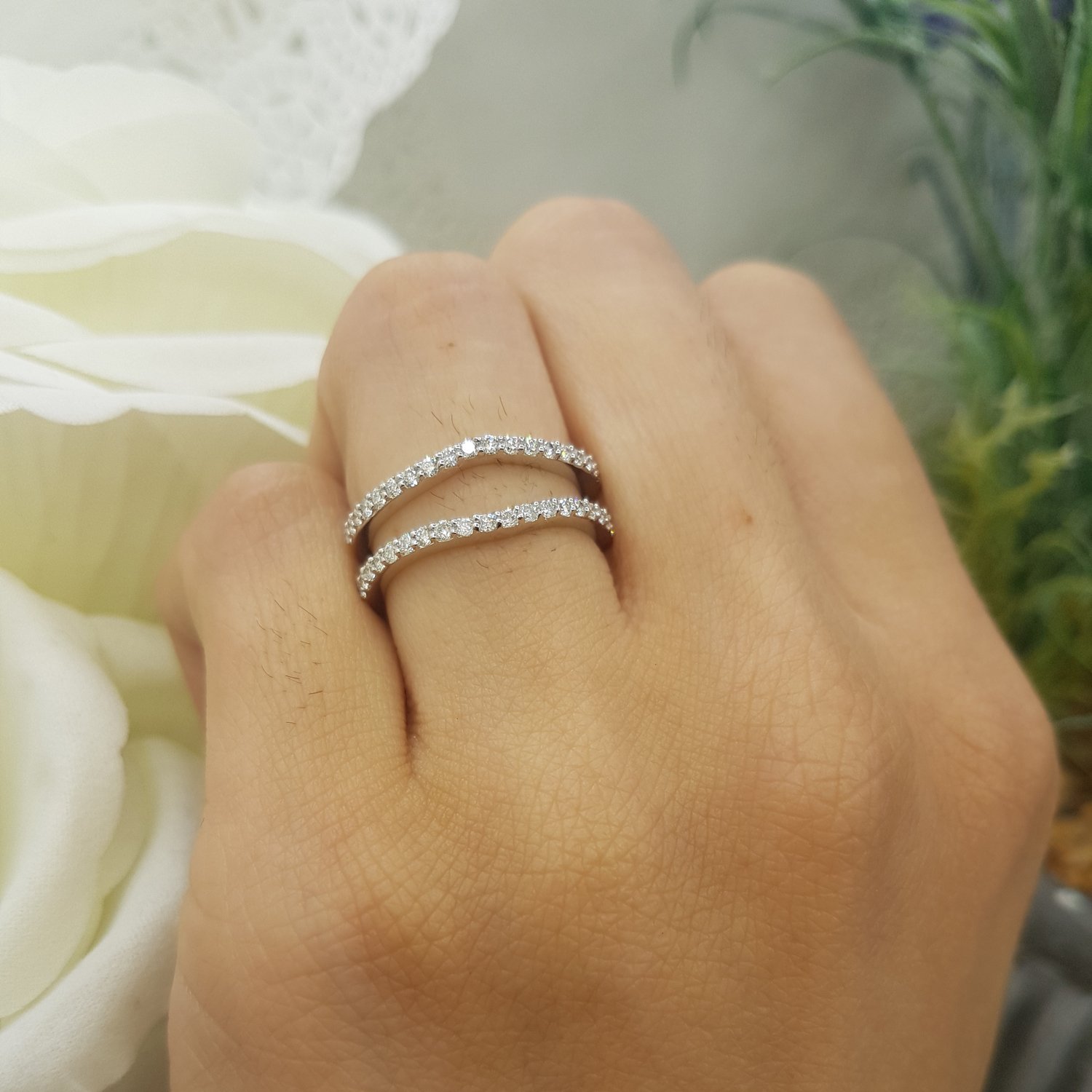Dazzlingrock Collection Round White Diamond Wedding Enhancer Ring for Women (0.18 ctw) in Solid White Gold, Size 7