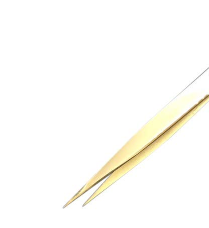 Rev Pro Gold Straight Fine Point Tweezer for Eyelash Extensions By PINKLAB