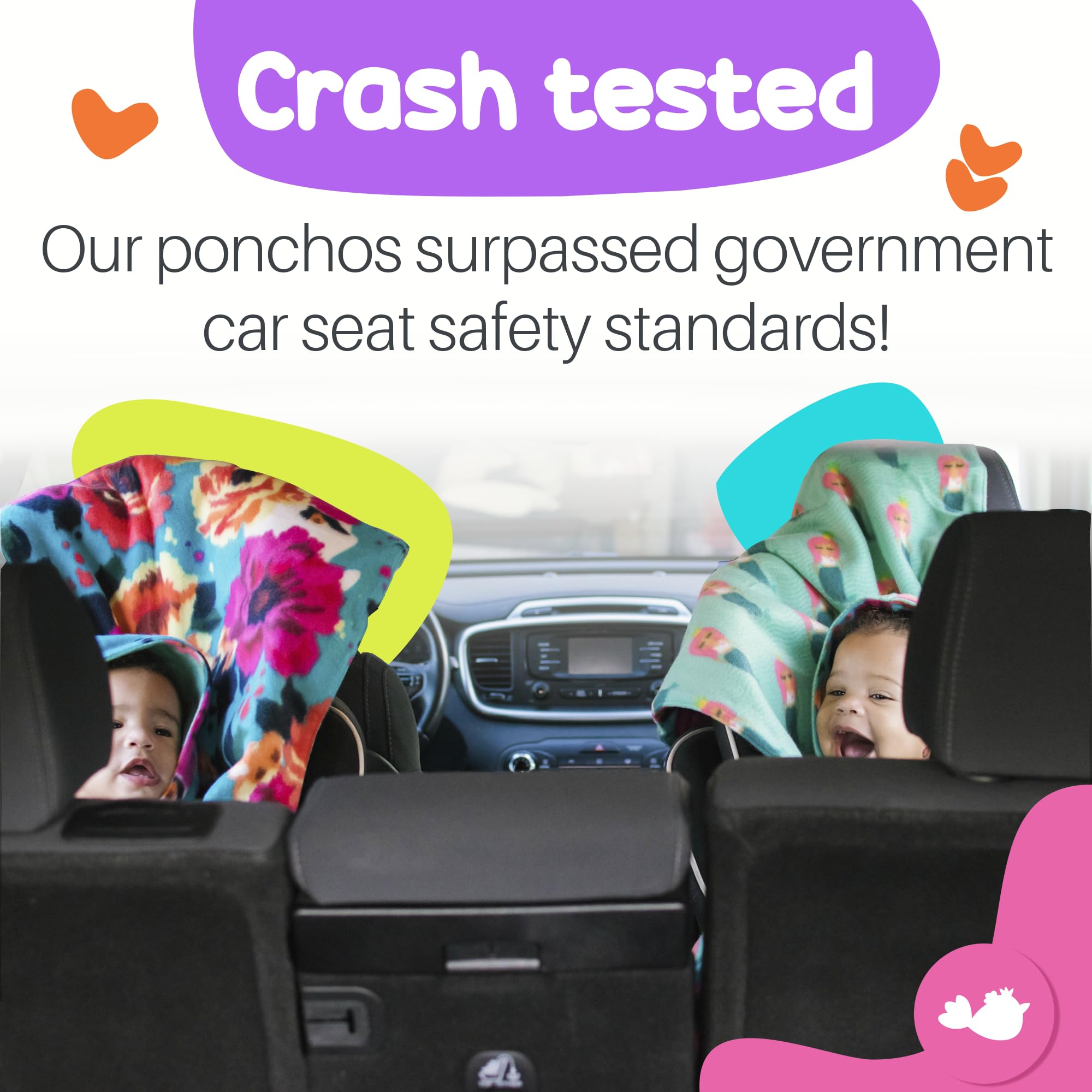 Birdy Boutique Car Seat Poncho for Kids – Safe to Use Over Seat Belts – Reversible Warm and Cozy Blanket – Easy on Easy Off and Doesn’t Impact Car Seat Performance – Mermaid Floral – One Size