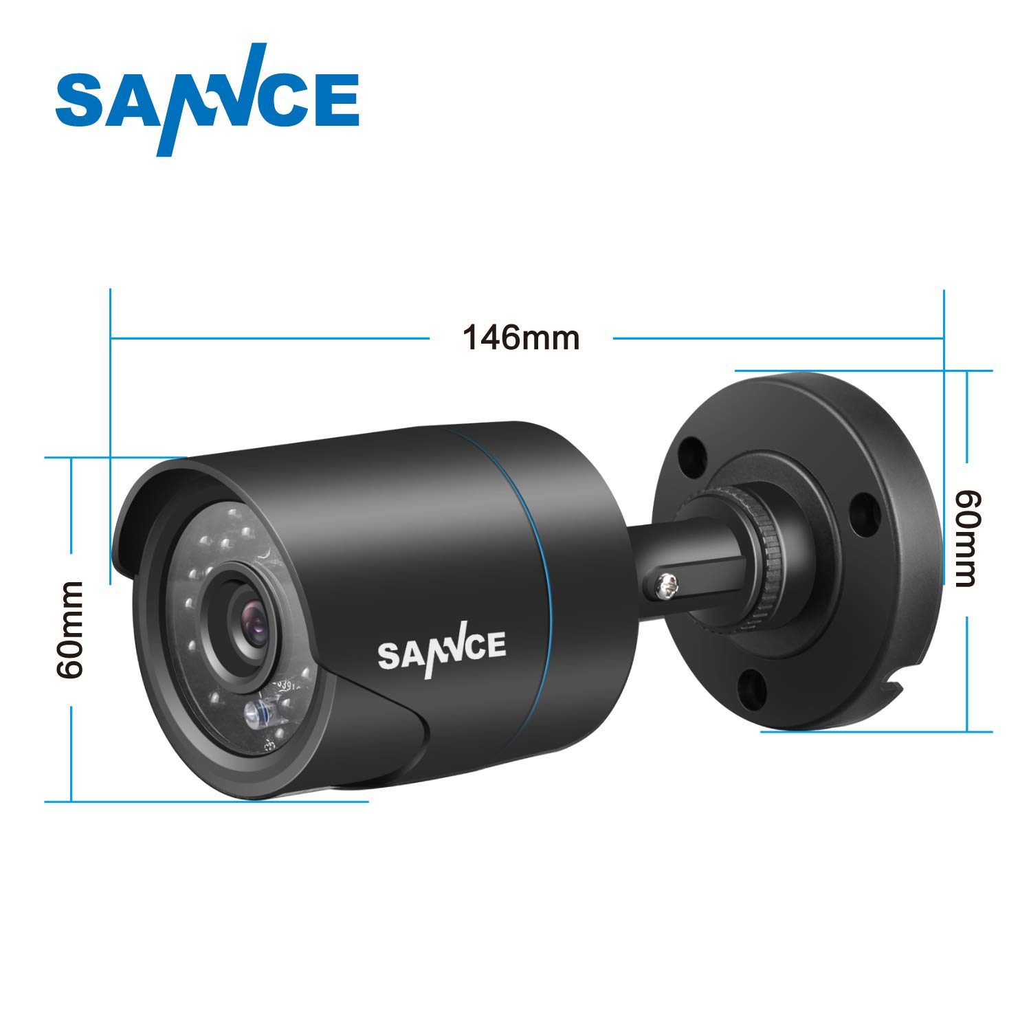 SANNCE 1/4" CMOS 800TVL 960H CCTV Weatherproof 3.6mm Lens with IR Cut Bullet Security Camera for Home Surveillance System