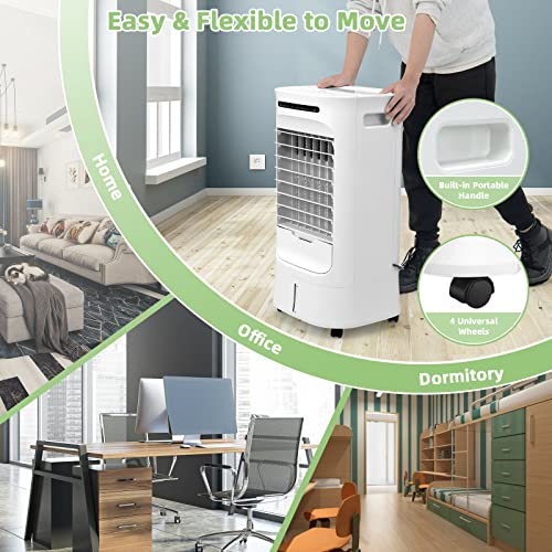 COSTWAY Evaporative Air Cooler, Portable Cooling Fan & Humidifier with Remote, 15H Timer, 63° Oscillation, 3 Modes, 3 Speeds, 2.6 Gal Water Tank, LED Display, Quiet Swamp Cooler for Bedroom Office