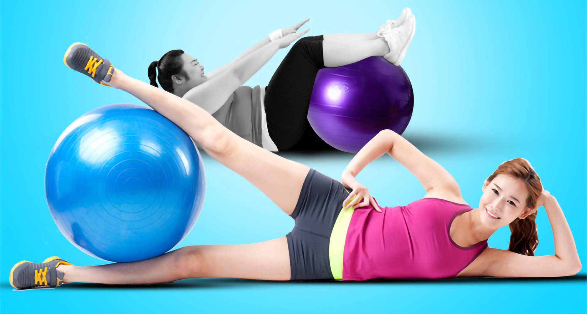 AINAAN Premium Extra Thick Yoga Ball, Anti-Burst - Slip Resistant!-Pink