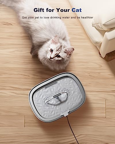 Cat Water Fountain Stainless Steel: 3.2L/108oz Pet Fountain Water Bowl Automatic Drinking Dispenser Cat Feeding & Watering Supplies, Ultra-Quiet Pump & Replacement Filter for Cats Inside(Navy)