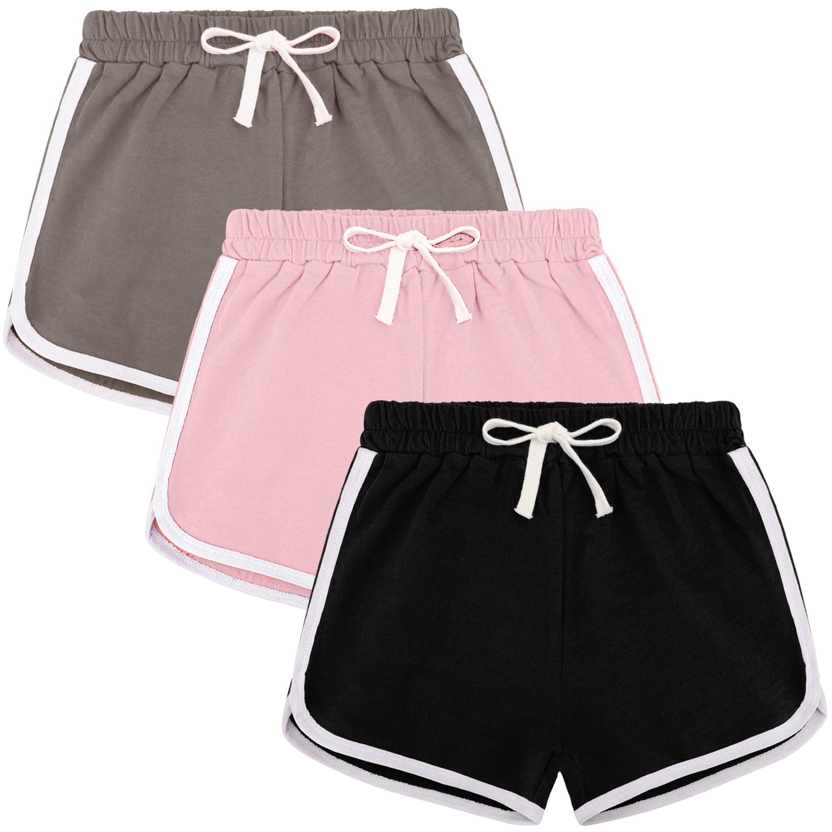 Auranso Boys Girls Active Running Shorts Kids Cotton Beach Sports Short Pants 3 Pack D 3-4T