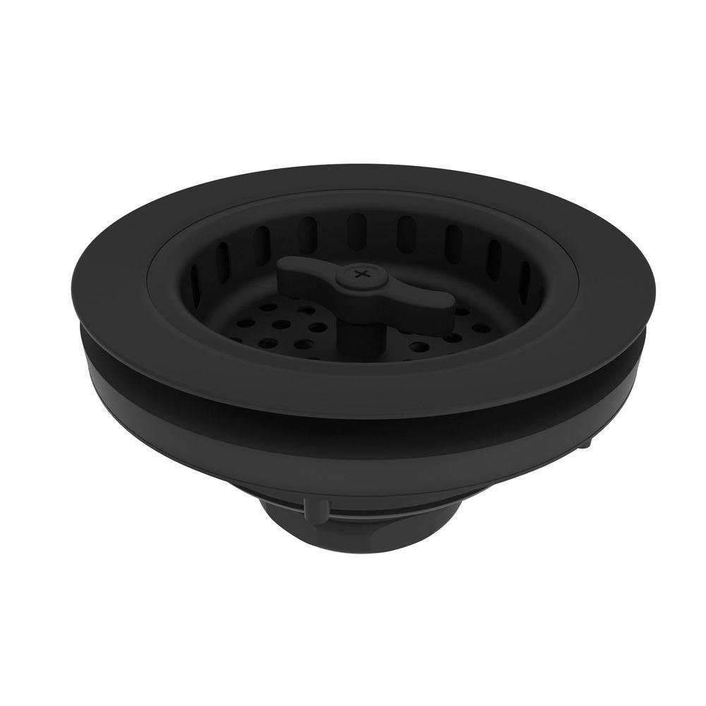 Brasstech 120/56 Large Solid Brass Wing Nut Locking Style Basket Strainer, Flat Black