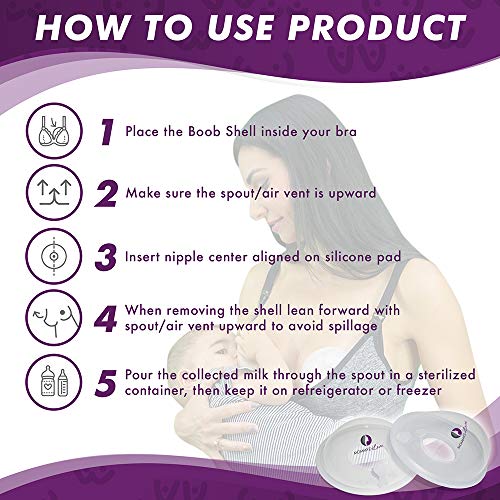 New Model with Plugs! Breast Shell & Milk Catcher for Breastfeeding Relief (2 in 1) Protect Cracked, Sore, Engorged Nipples & Collect Breast Milk Leaks During The Day, While Nursing or Pumping
