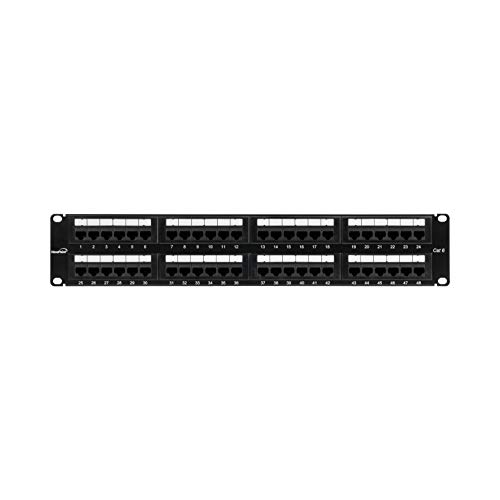 NavePoint 48-Port CAT6 Patch Panel,2U, Black