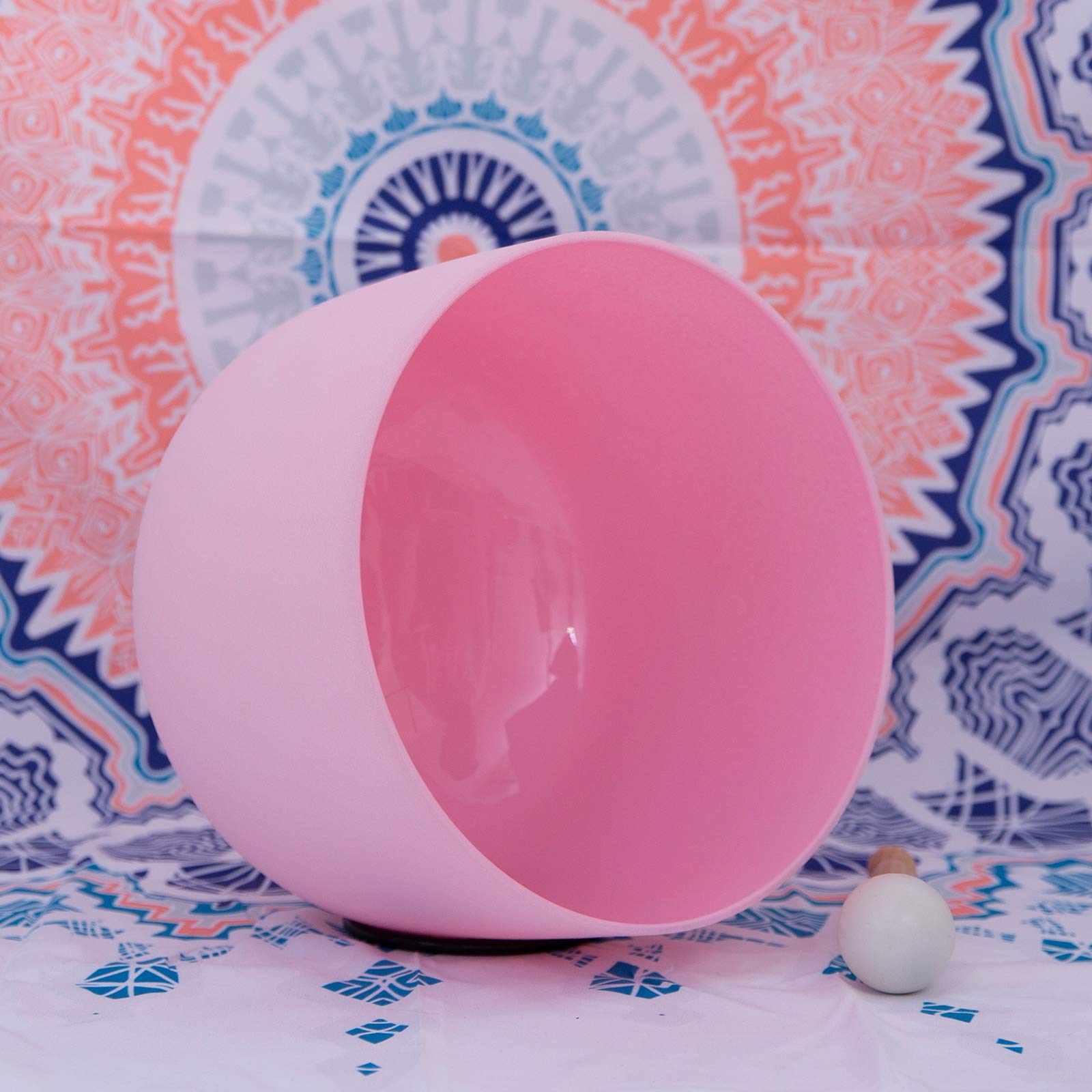 ENERGYSOUND Perfect Pitch 432Hz Frosted F Note Heart Chakra Pink Colored Frosted Quartz Crystal Singing Bowl 10 inch mallet and o-ring included
