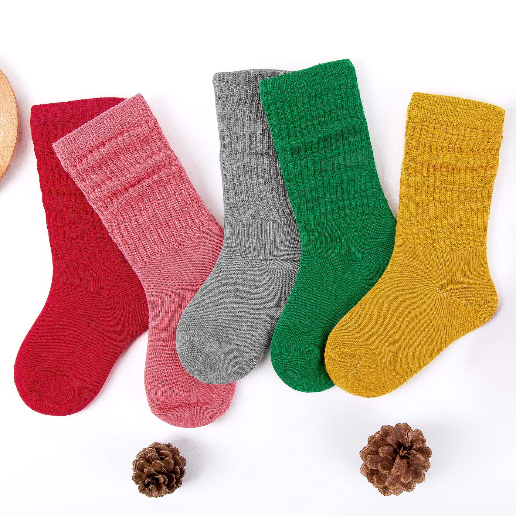 Auranso Girl Knee High Cotton Socks 9 Pairs Girls Long Crew Socks Color D 3-5T