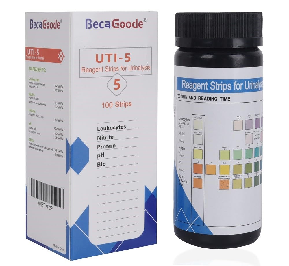 BecaGoode Rapid Urine Test Strips 5 Parameters, UTI Test Strips/Urinary Tract Infection Test Strips- 100 Count