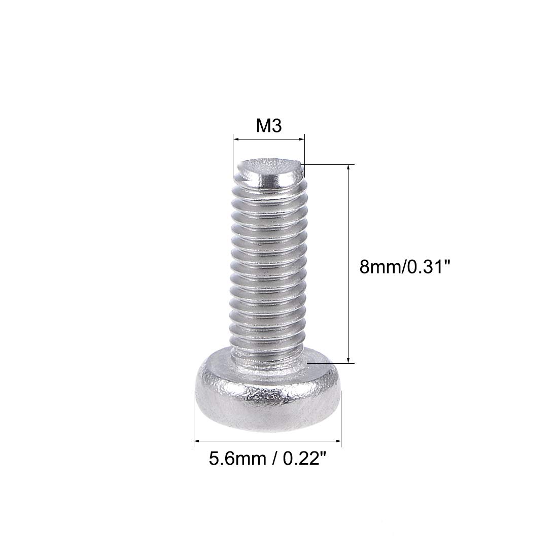 uxcell M3x8mm Machine Screws Pan Phillips Cross Head Screw 304 Stainless Steel Fasteners Bolts 100Pcs