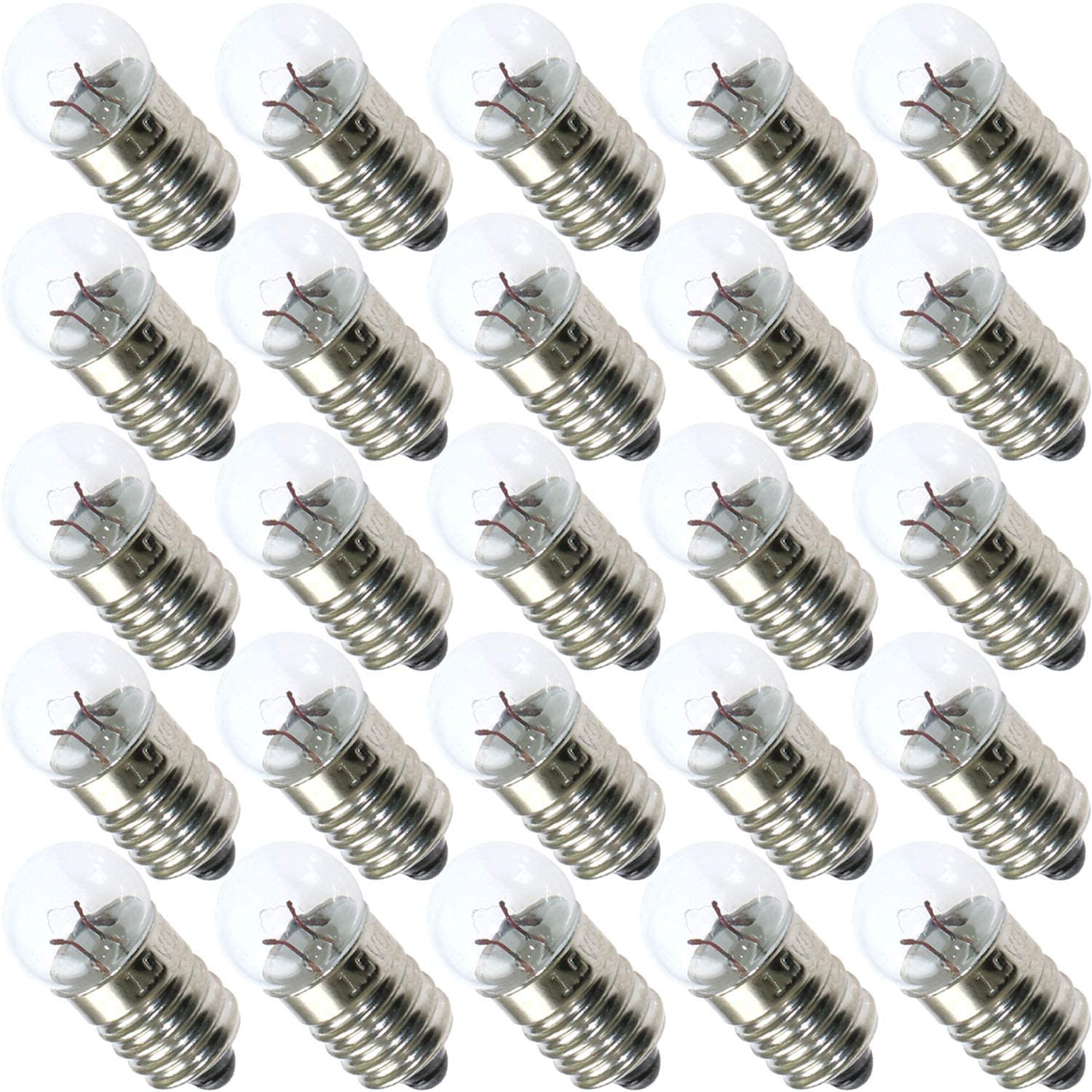 MEETOOT 25pcs E10 Mini Light Bulbs 1.5V 0.3A Physical Electrical Experiment Screw Base Indicator Light Incandescent Bulb Old-Fashioned Flashlight Lamp