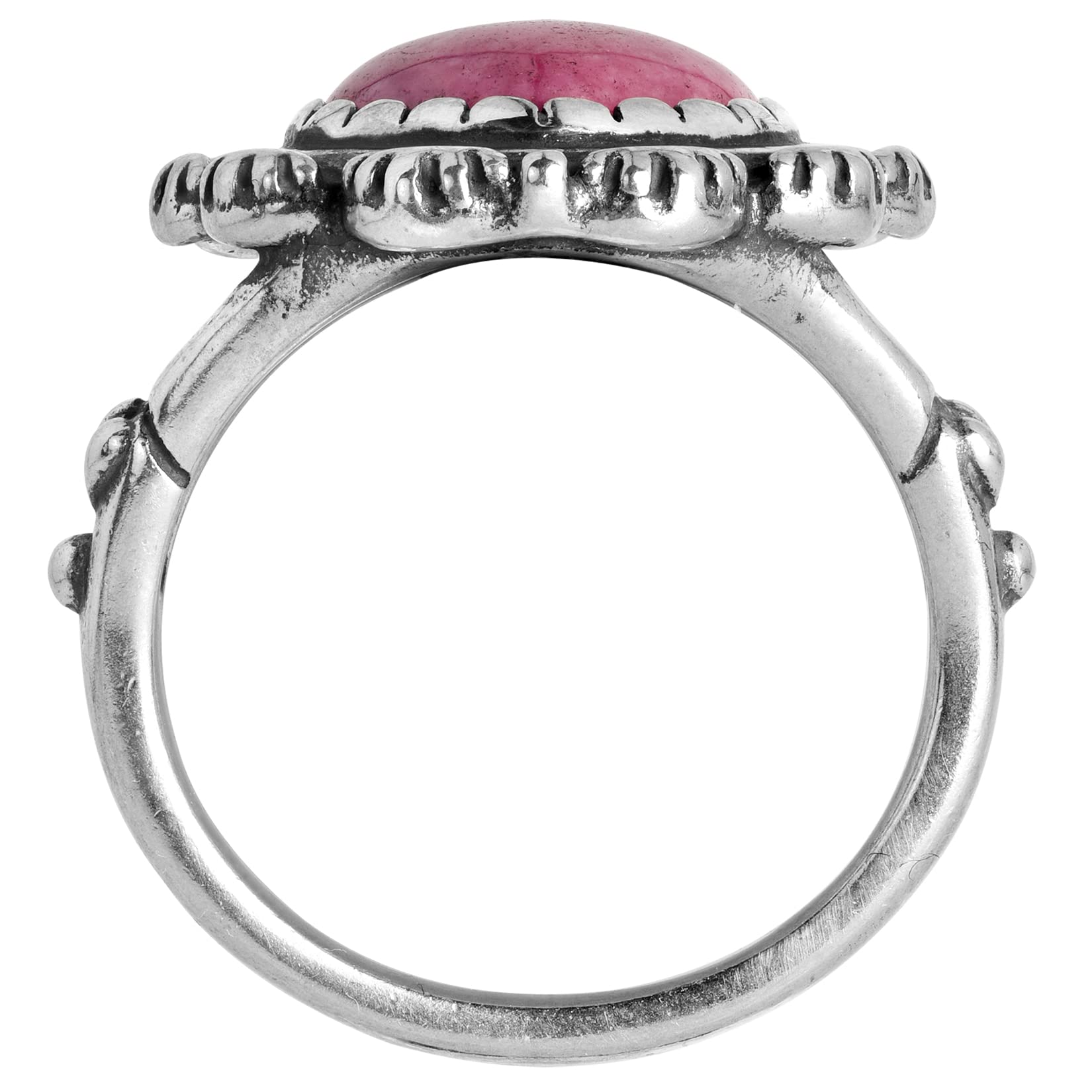 American West Sterling Silver Women's Pink Rhodonite Gemstone Heart Concha Size 7